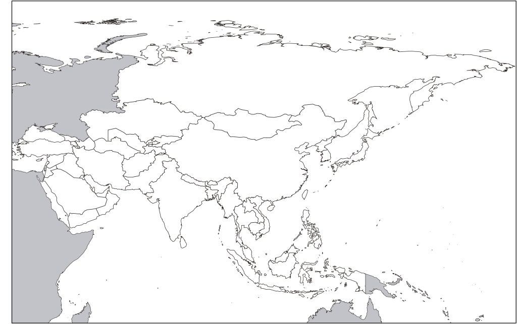 Mapas para Colorir Continente Asiático - NerdProfessor